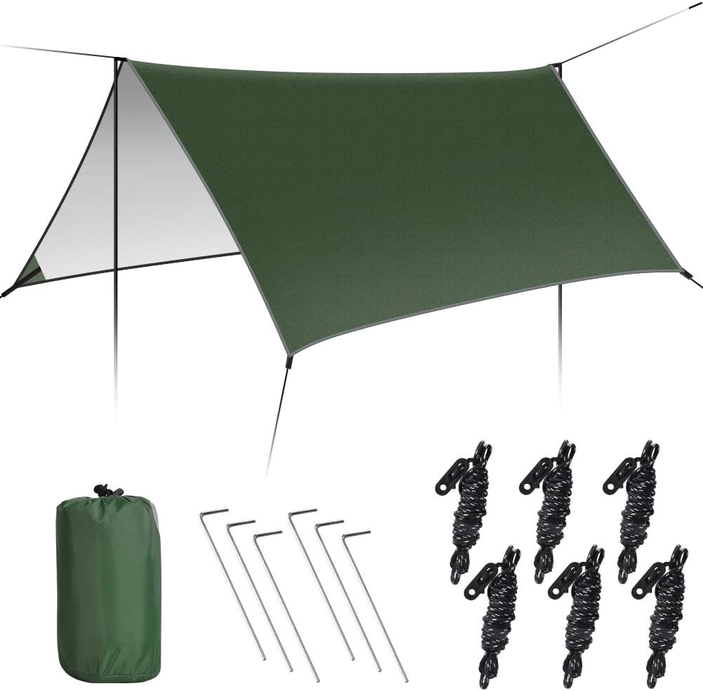 GEEDIAR Multifunctional waterproof Fly Tent Tarp 300cm x 300cm, Anti-UV ...