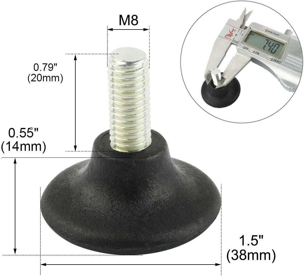 Sourcingmap Leveling Feet Adjustable Threaded Pole Leveling Foot ...
