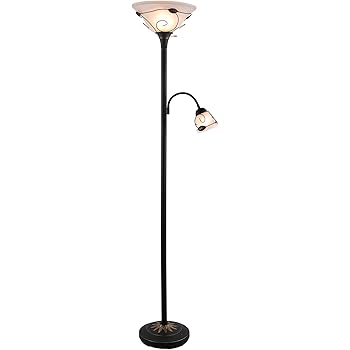 OttLite 20M15BZD-SHPR 20-watt Marietta Floor Lamp, Antiqued Bronze ...