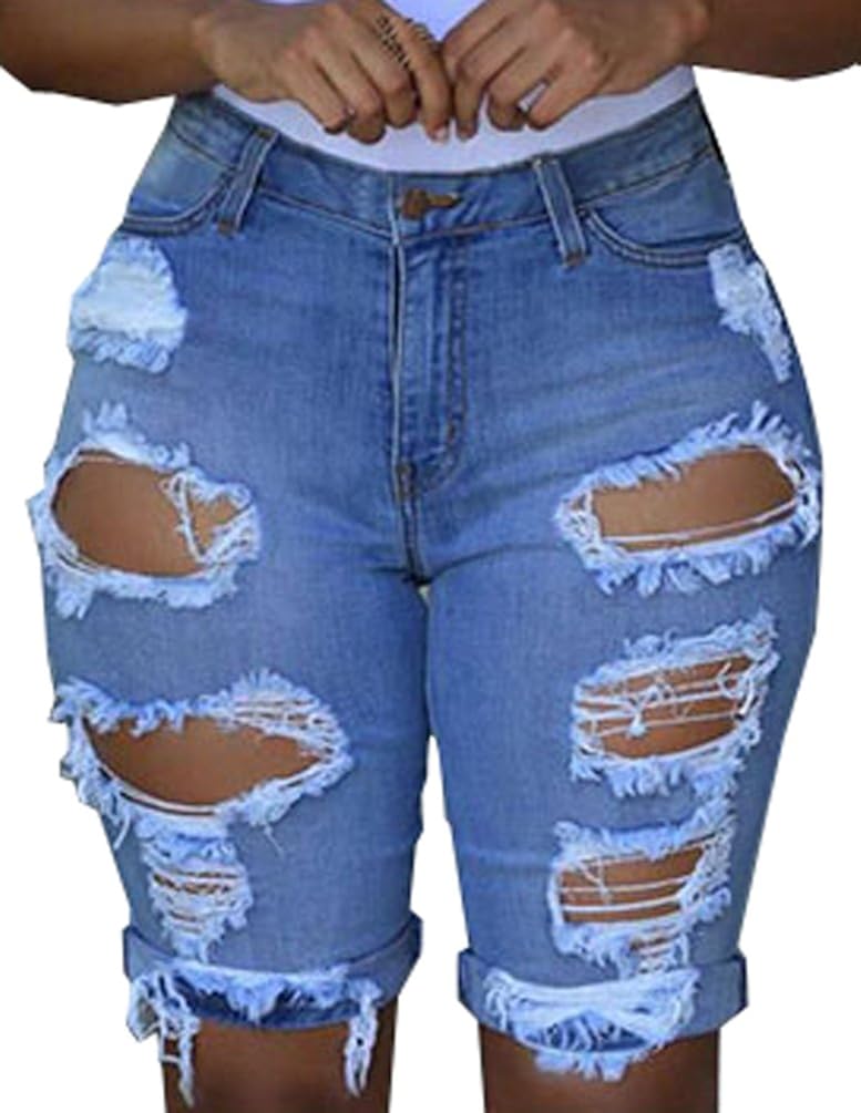 pantalones-vaqueros-rotos-mujer-verano-cintura-alta-jeans-cortos-casual