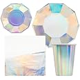 Amazon.com: Andaz Press Iridescent Theme Party Plates, Cups and Lunch ...