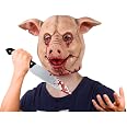 Amazon.com: 2 Piece Halloween Cosplay Set, Scary Pig Face Mask And ...