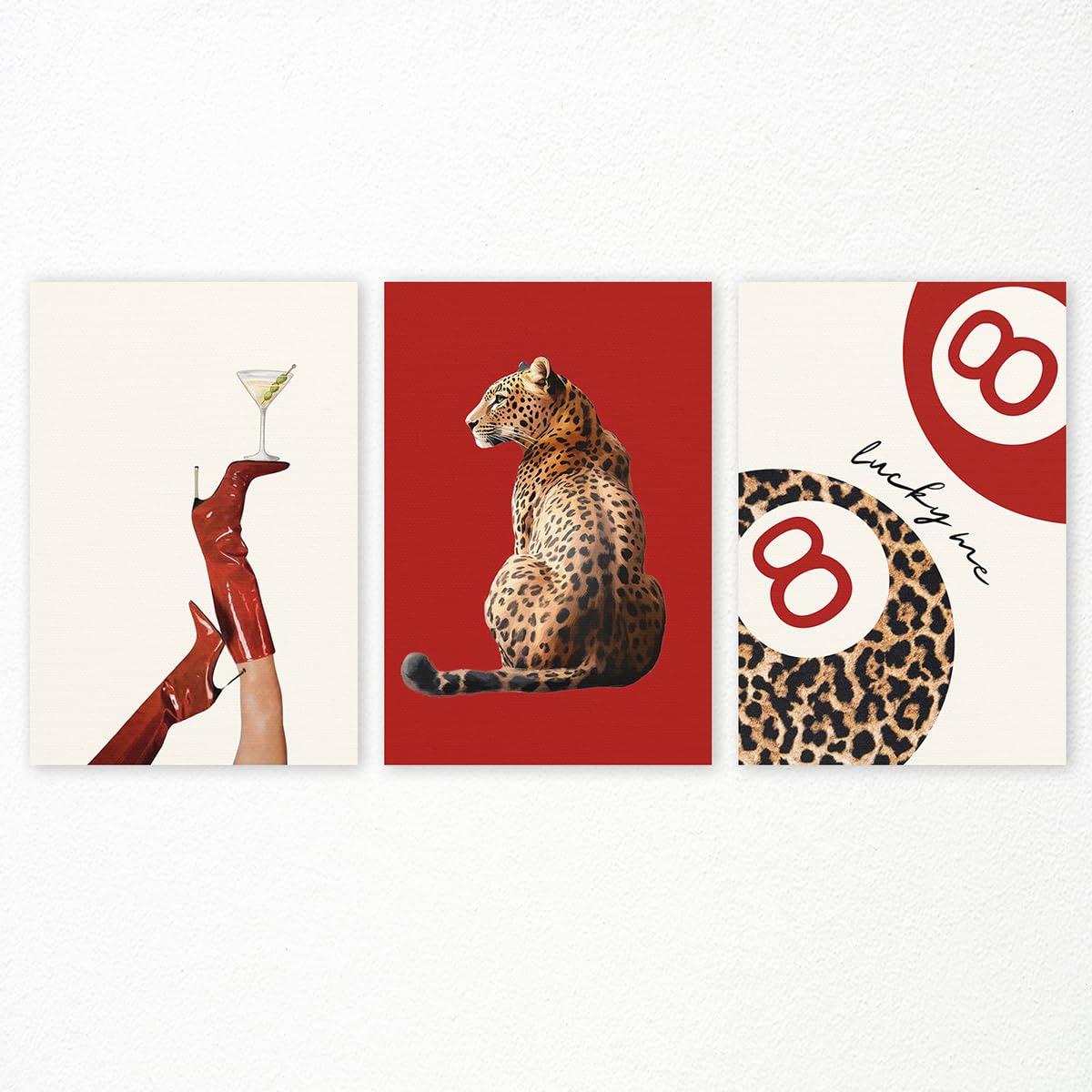 YOZWNGU Red Leopard Canvas Wall Art, Aesthetic Cheetah Print Red Poster ...