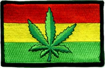 Amazon.com: Rasta Pot Leaf Flag - Embroidered Iron on or Sew On Patch ...