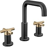 Delta Faucet Nicoli Widespread Bathroom Faucet 3 Hole, Matte Black ...