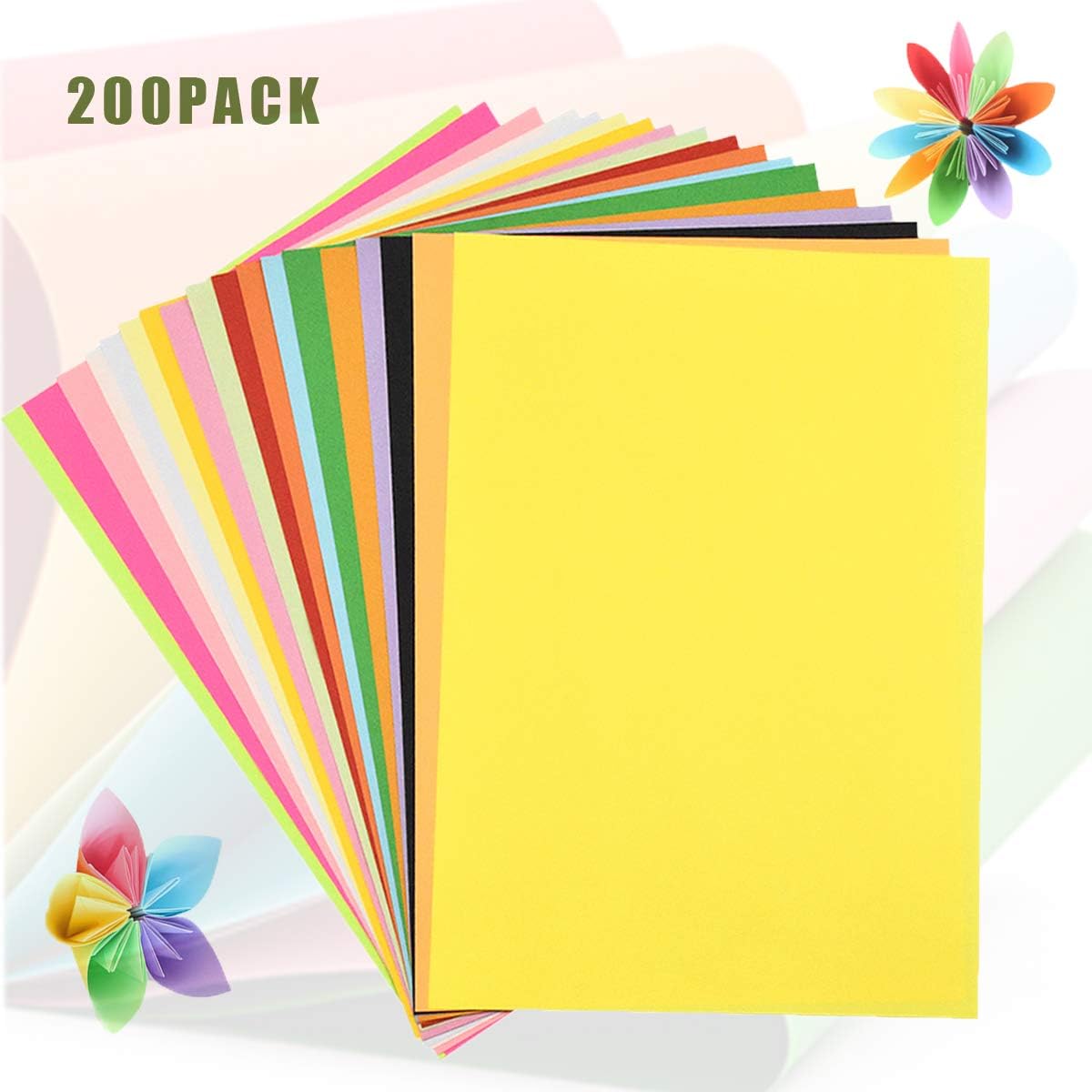 200 Sheets Coloured A4 Paper, Coloured Card A4 Pack Assorted, A4 ...