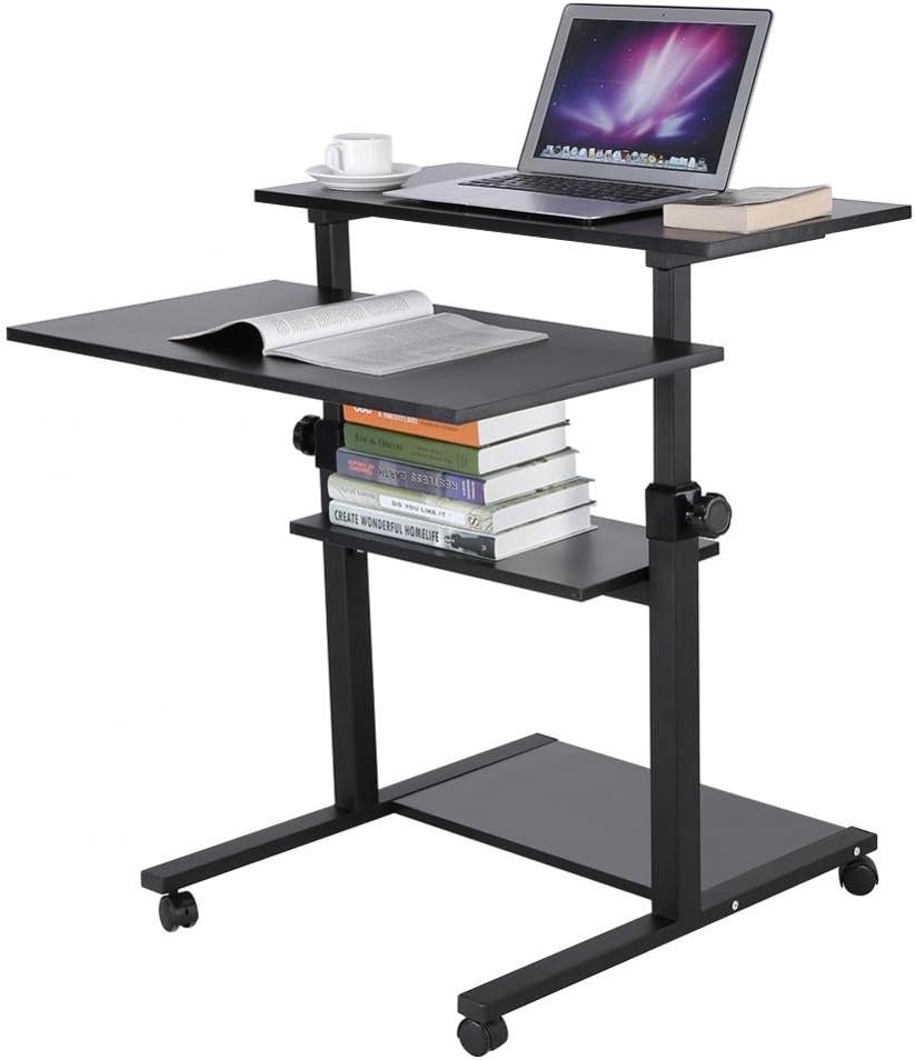GOTOTOP Tavolo da Computer Portatile Regolabile con Ruote, Scrivania ...