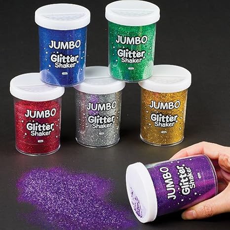 Baker Ross Jumbo Glitter Shakers for Kids Arts and Crafts — Large ...