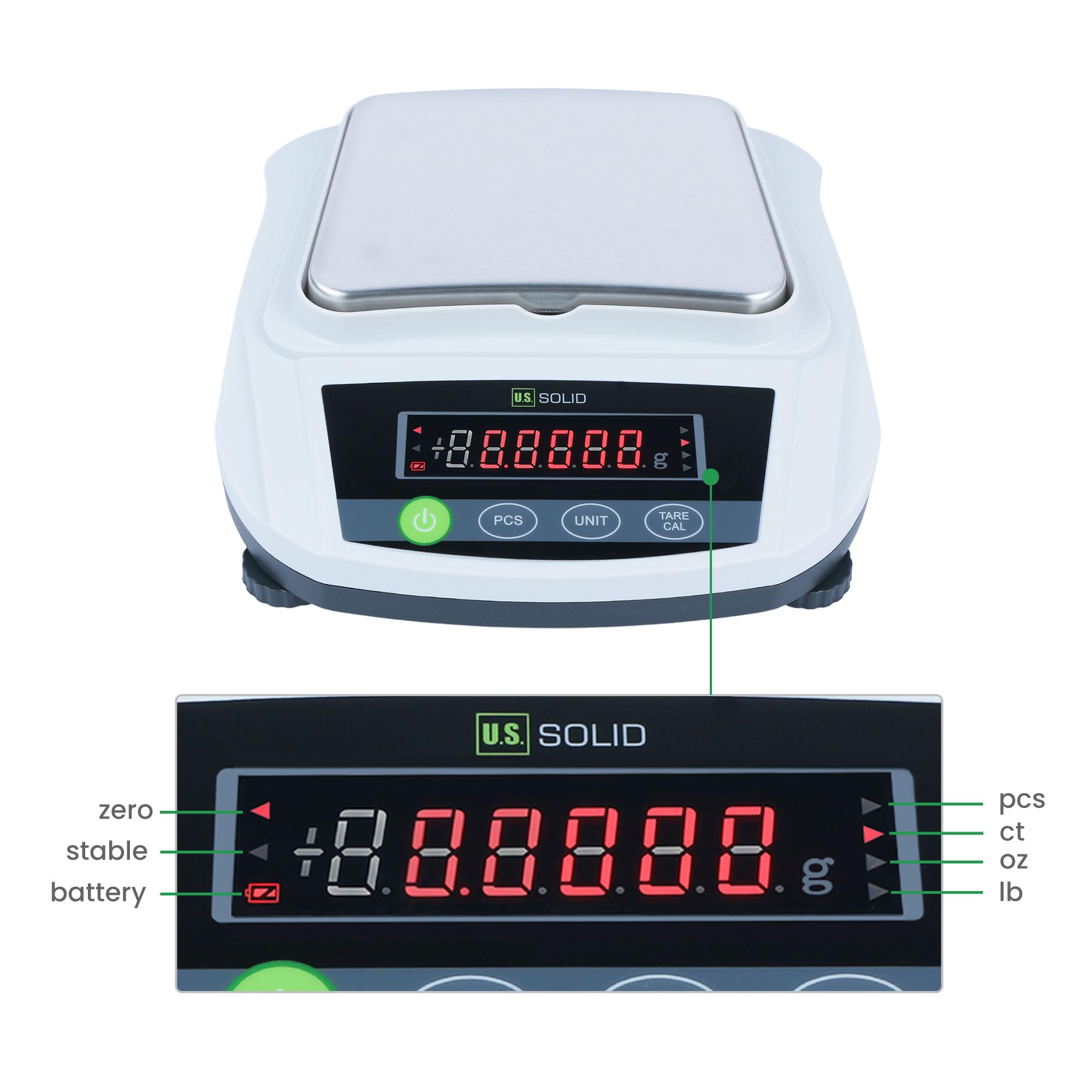 U.S. Solid Digital Lab Scale 3000g X 0.01g Precision Analytical Balance ...