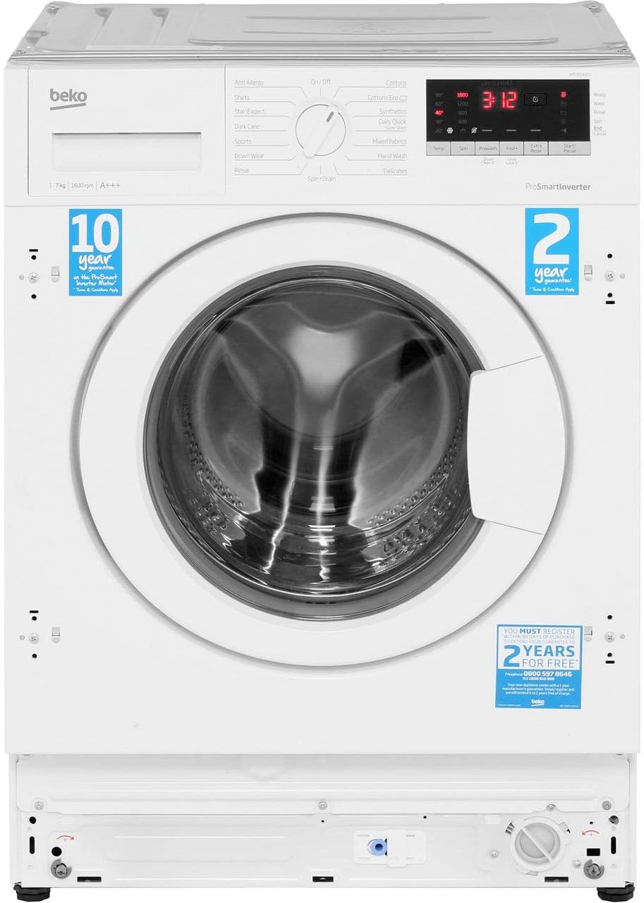 Beko WIR76540F1 Integrated 7Kg Washing Machine with 1600 rpm: Amazon.co ...
