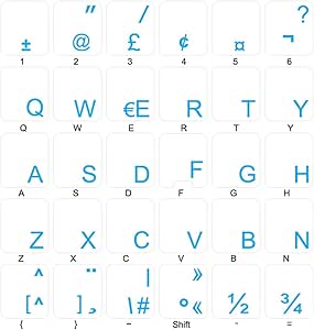 Amazon.com: French QWERTY Canadian Keyboard Stickers with Blue ...