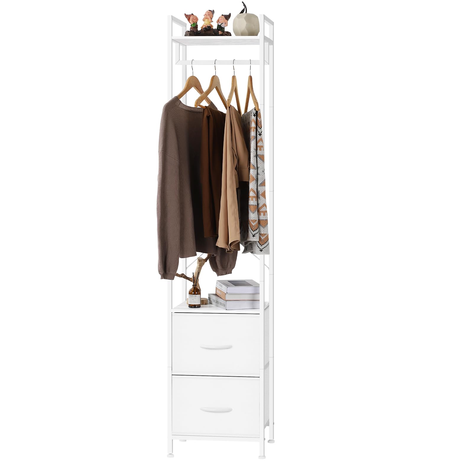 smusei Clothes Rack with Drawers Heavy Duty Garment Rack with Fabric ...