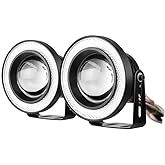 Amazon.com: KATUR 2pcs High Power 3.5" Projector Universal RGB LED Fog Light White COB Halo ...