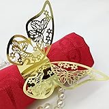 Amazon.com: 100 Pcs Napkin Rings Laser Cut Butterfly Shape Foil Paper ...