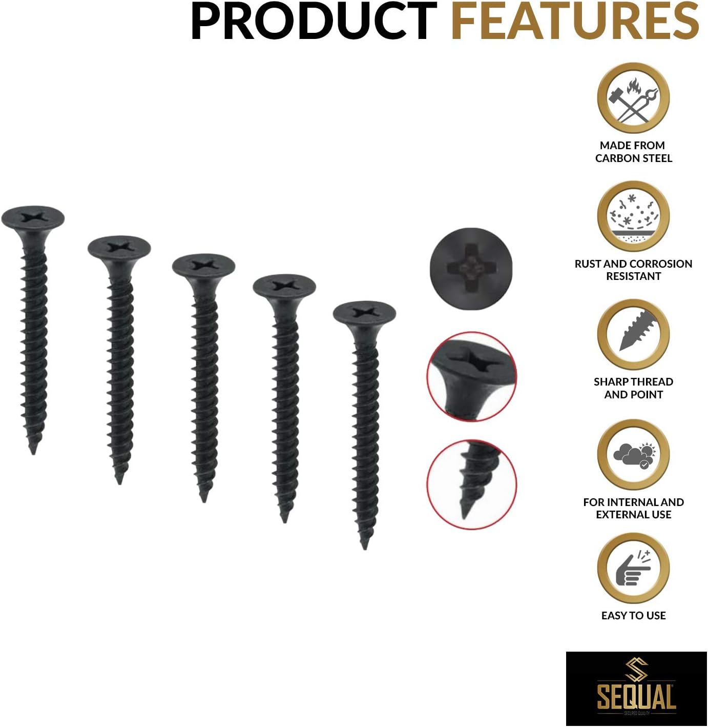 SEQUAL® 200 Pack Firmfix Fine Thread Drywall Screws CE Marked Phillips ...