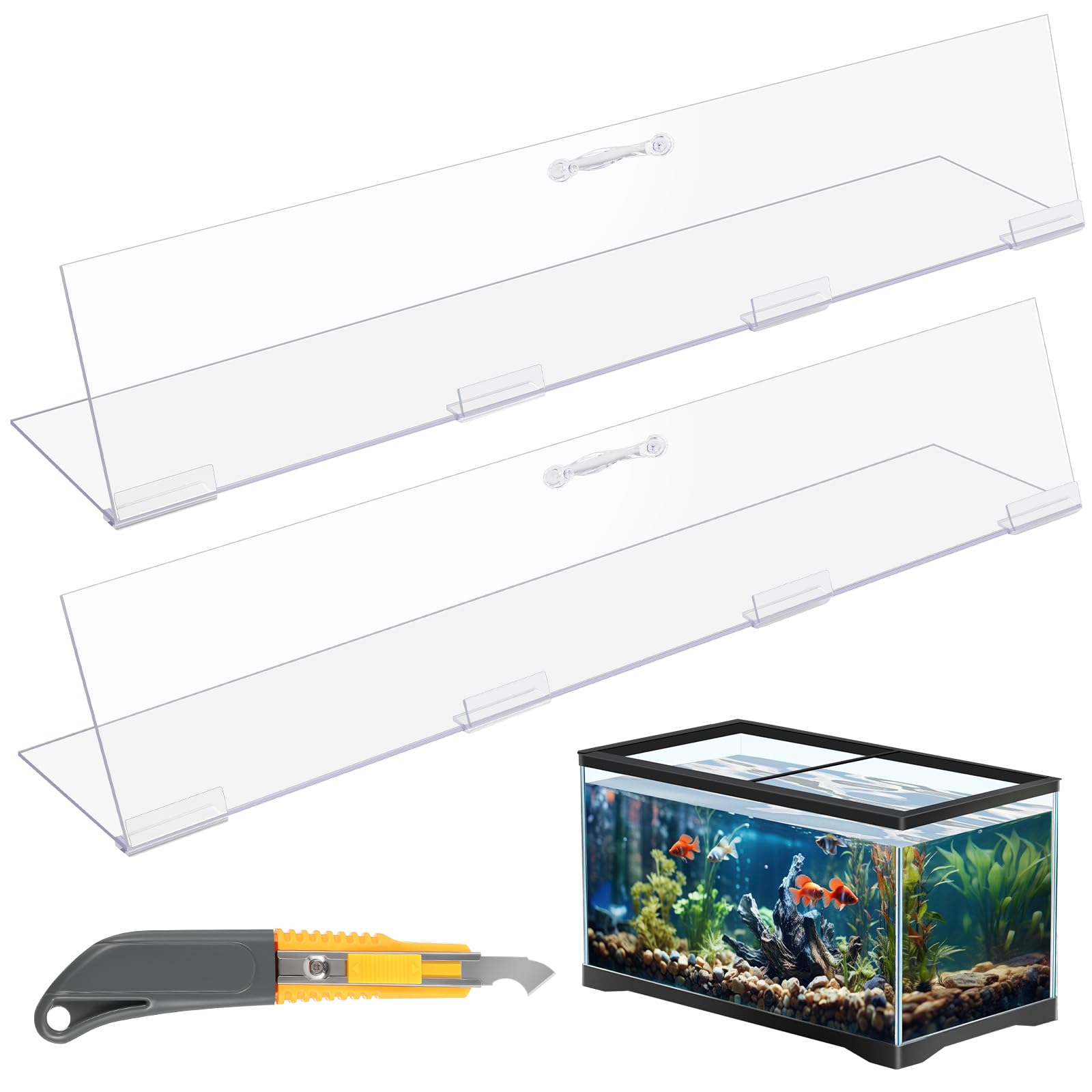 Sieral Aquarium Lids Polycarbonate Canopy 2 Pieces Set 22.95 x 11.5 x 0 ...