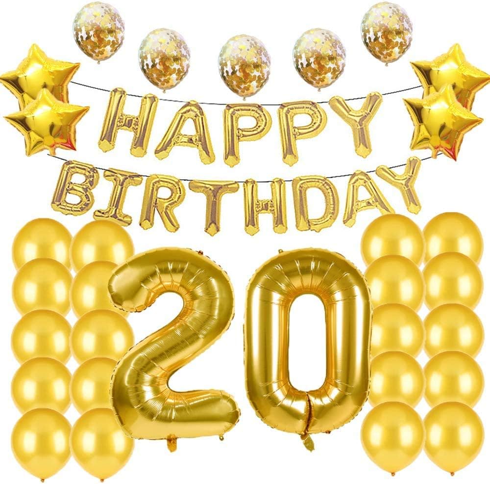 LZGQXF 20th Birthday Decorations Party Supplies,20th Birthday Balloons ...