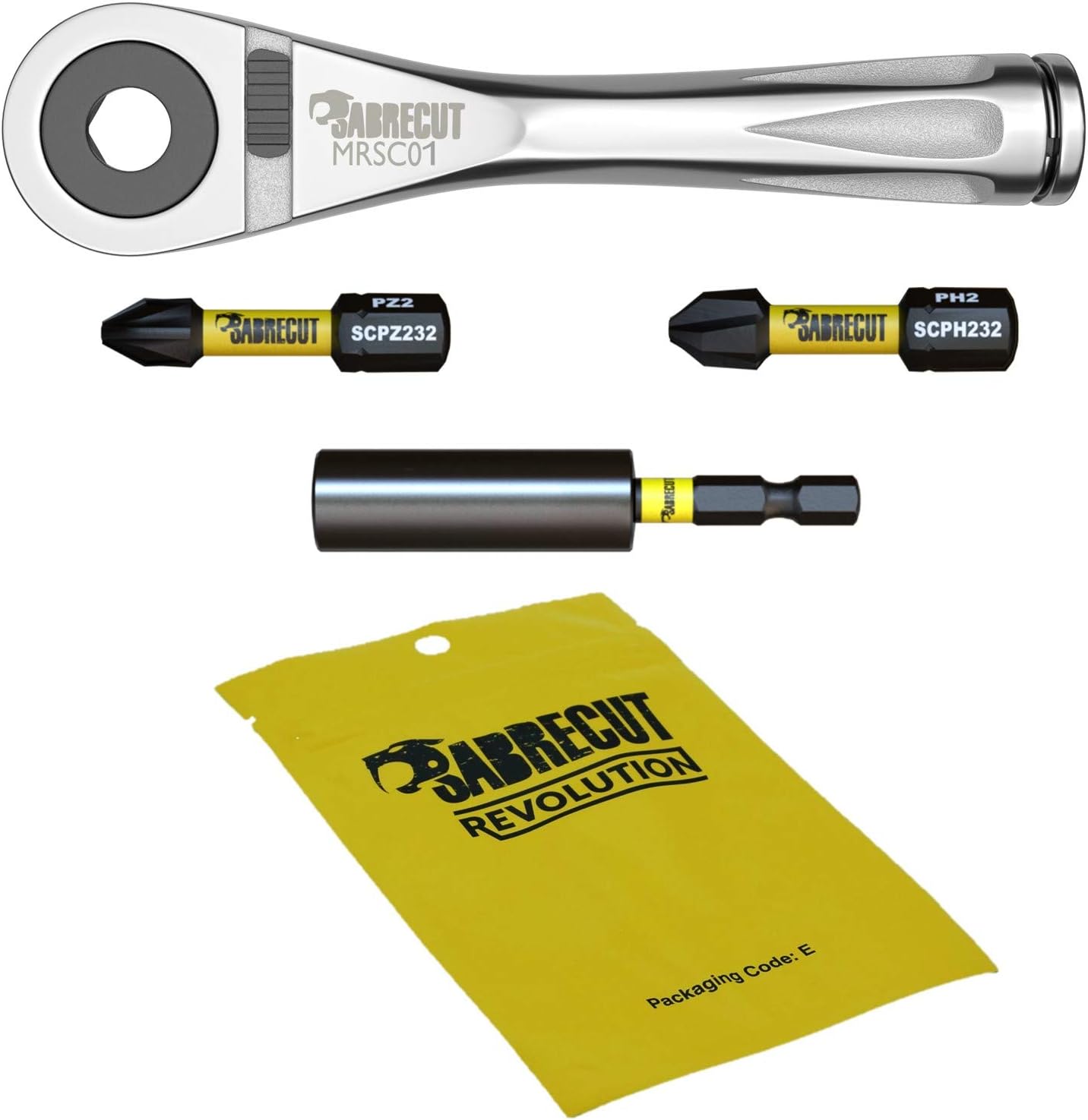 4 Piece SabreCut MRSC01K1 Mini Micro Ratchet 1/4″ Hex Stainless Steel ...