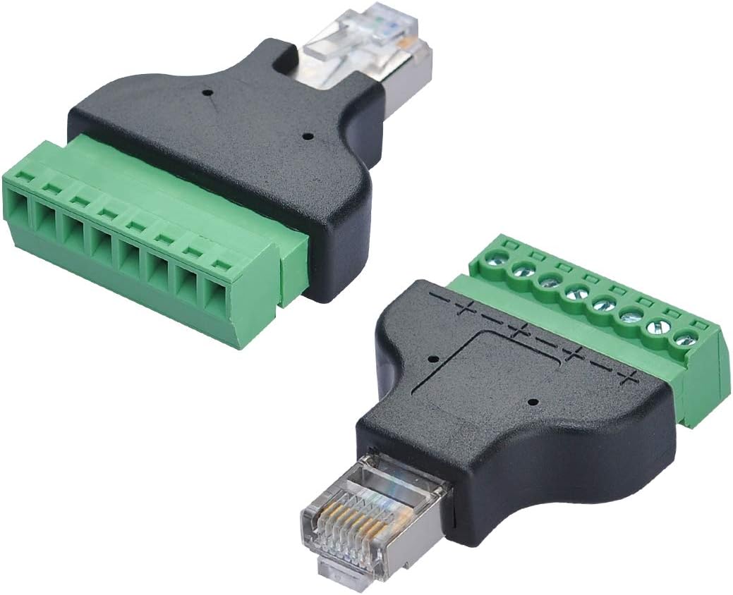 COVVY RJ45 Male To 8 Pin Screw Term Block Terminal Connector Cat7 Cat6 ...