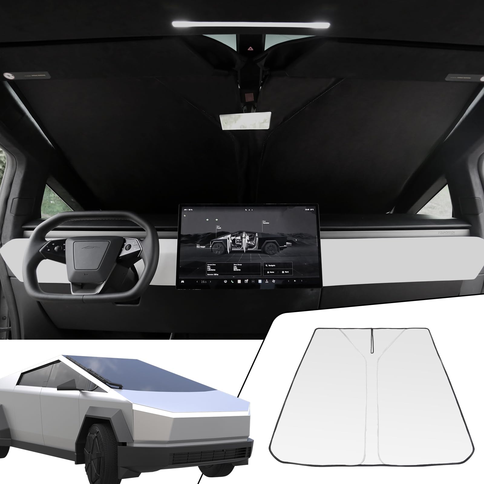 BEEGROW Windshield Sunshade for Tesla Cybertruck 2024, Full Cover ...