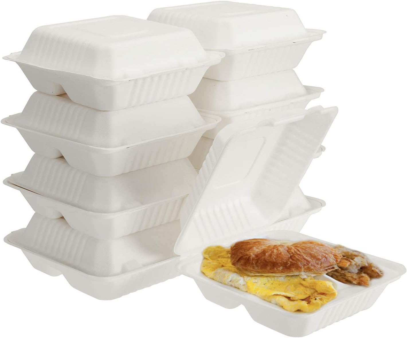 Bekith 90 Pack Clamshell Take Out Food Containers 3-Compartment ...