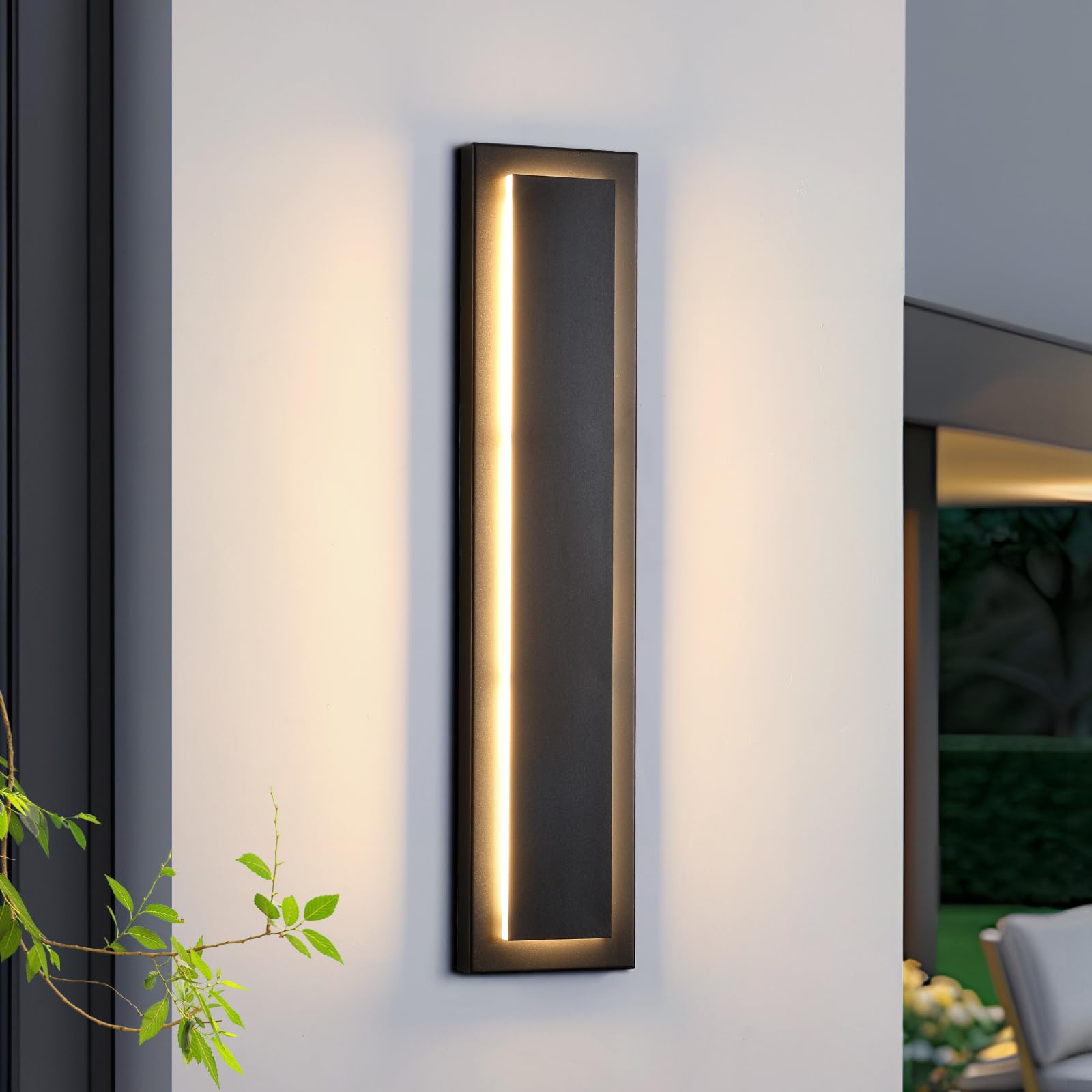 tewei 23.6 Inch Modern Outdoor Wall Sconce, Long Black LED Exterior Lighting Fixtures, Modern ...