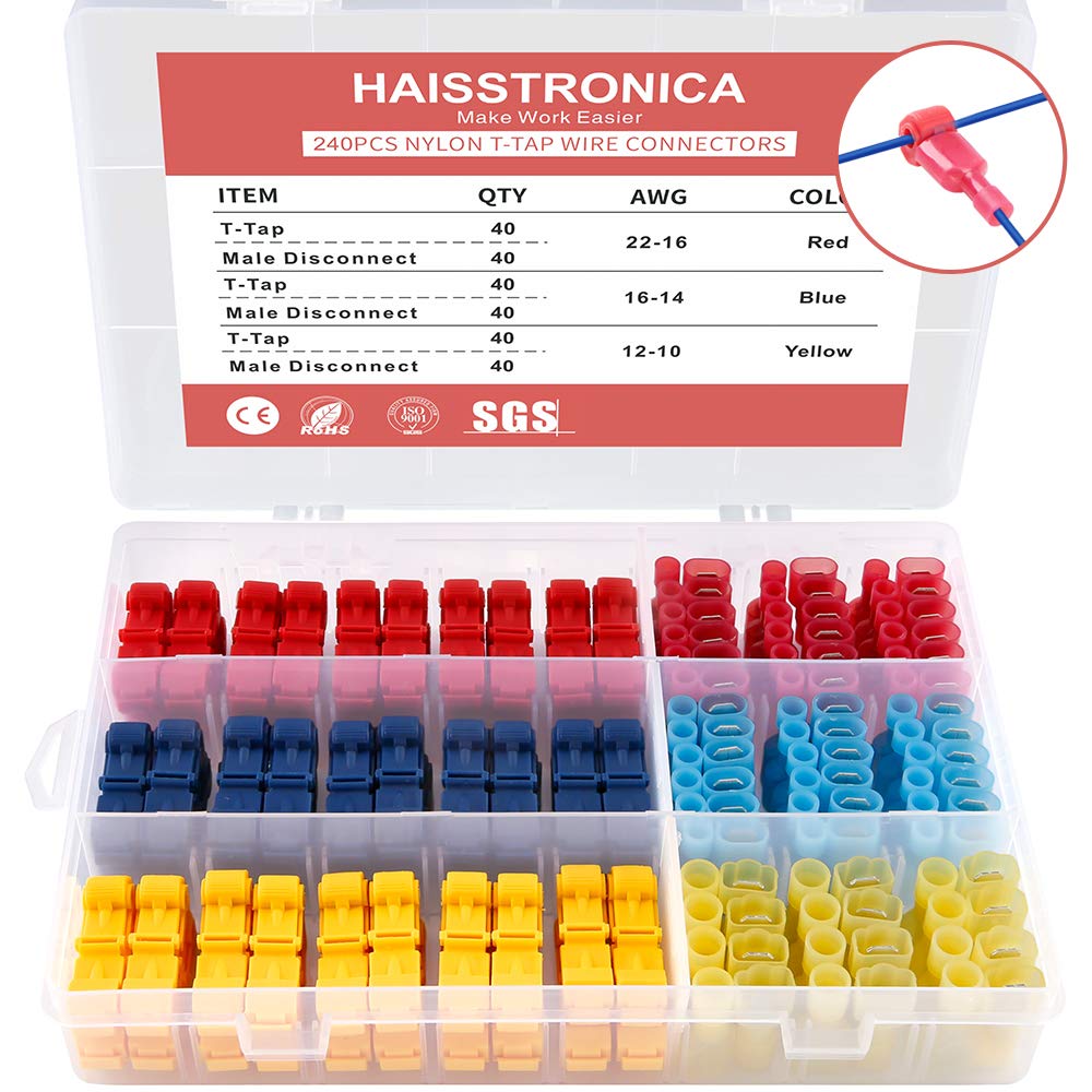 Haisstronica 240PCS T tap Wire Connectors T tap Electrical Spade Wire ...
