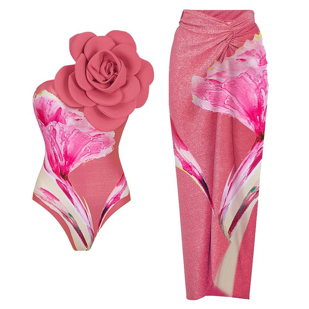 Beach Cover Up Women Floral One Piece Swimsuits for Women Sarong Skirt ...