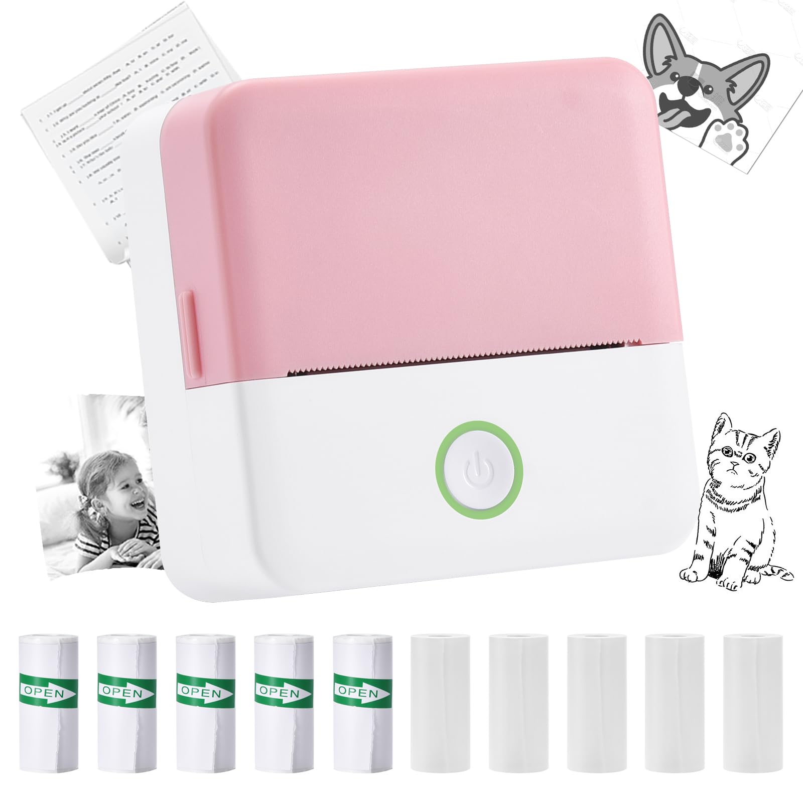 Mini Printer, Portable Thermal Printer, Sticker Printer Wireless ...