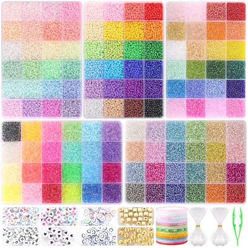 Funtopia 34000pcs+ 3mm Seed Beads for Jewelry Making, 5 Types 120 ...