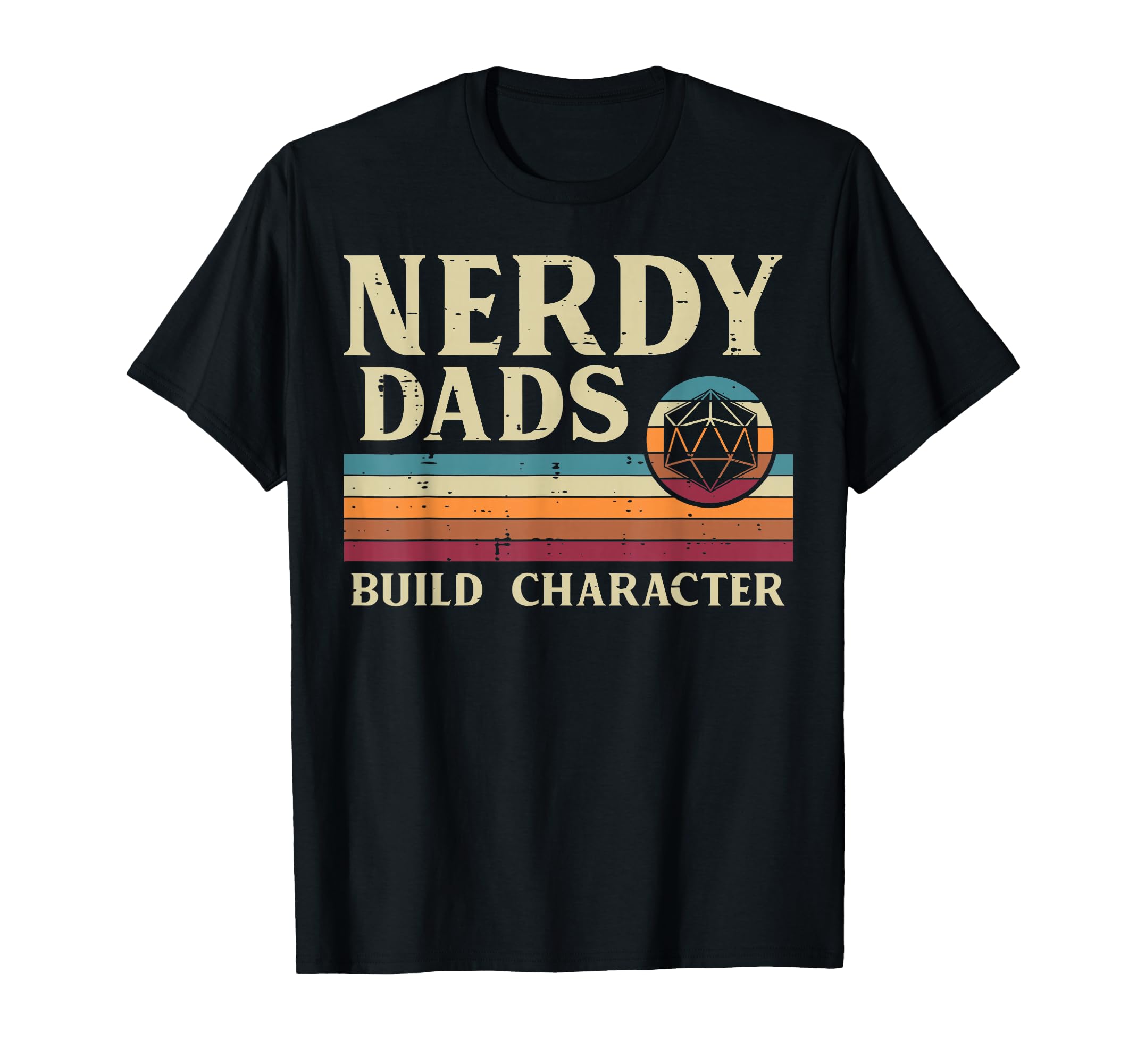 Nerdy Dads Build Character Retro Fathers Day Daddy Papa Men T-Shirt for ...