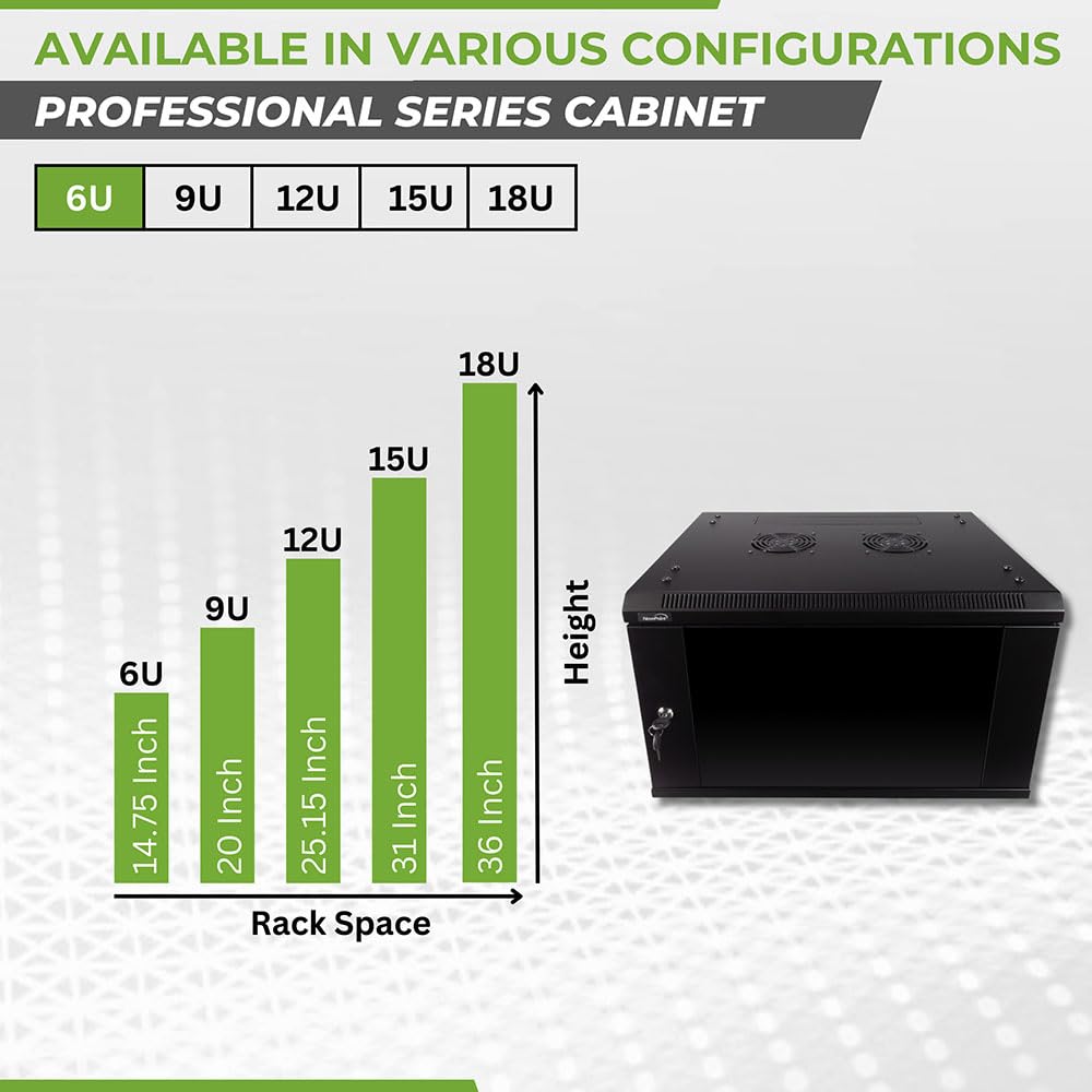 Navepoint 6U Deluxe IT Wallmount Cabinet Enclosure 19-Inch Server ...