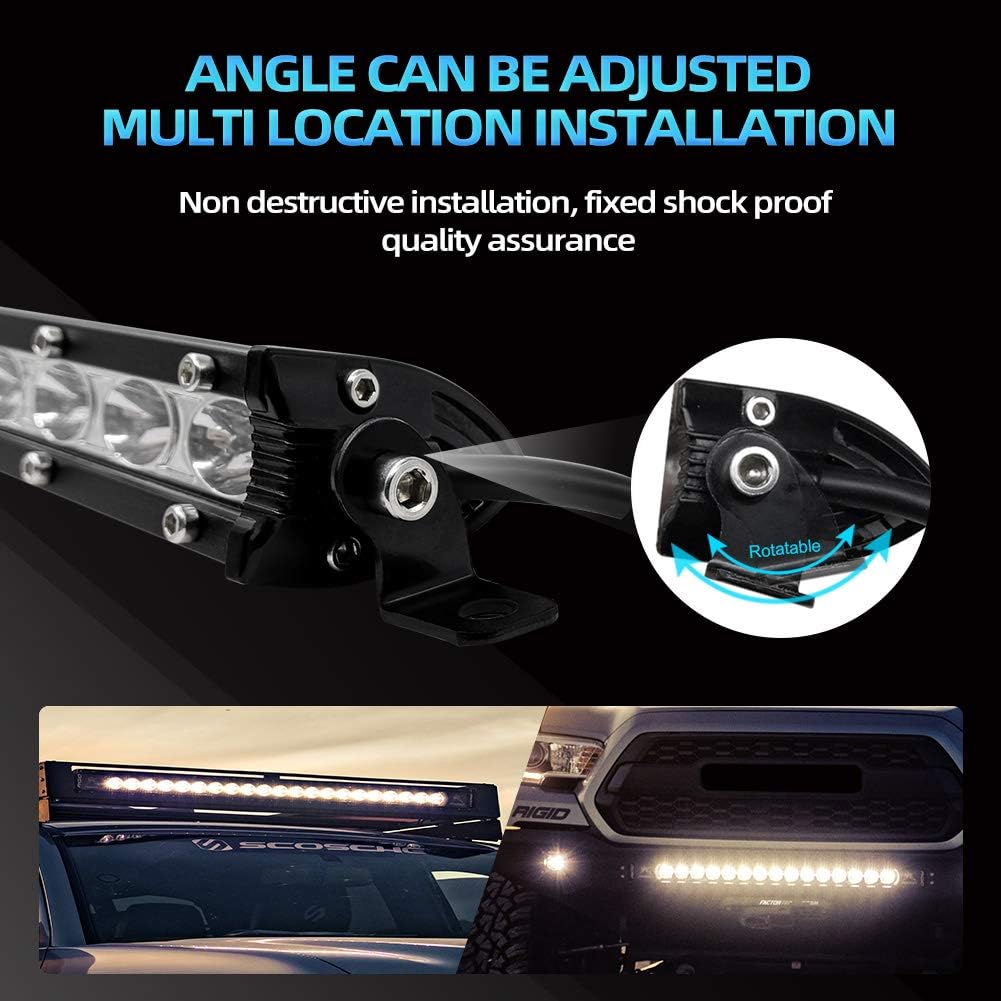 Roadsun 13 Inch 36W LED Light Bar Spot Beam 6000LM Offroad Fog Lights ...