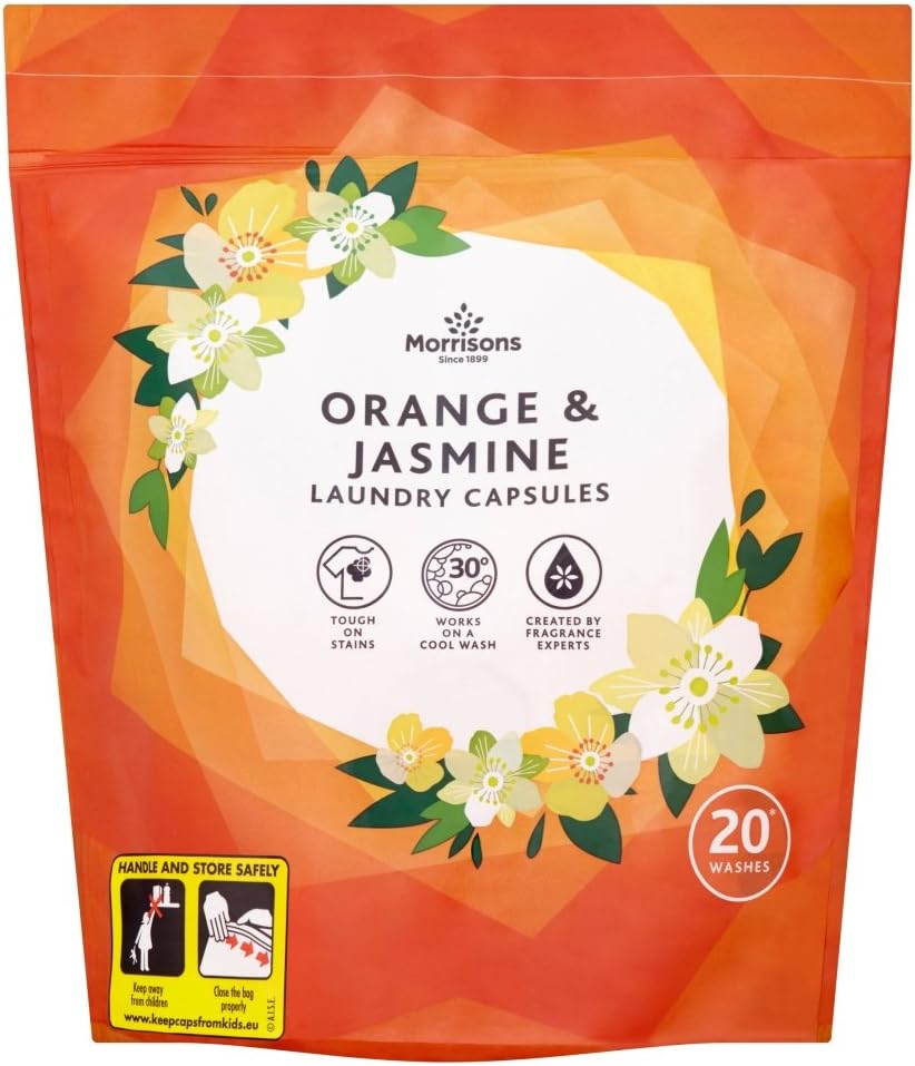 Morrisons Orange and Jasmine Bio Washing Capsules, 490ml, 20 Capsules ...
