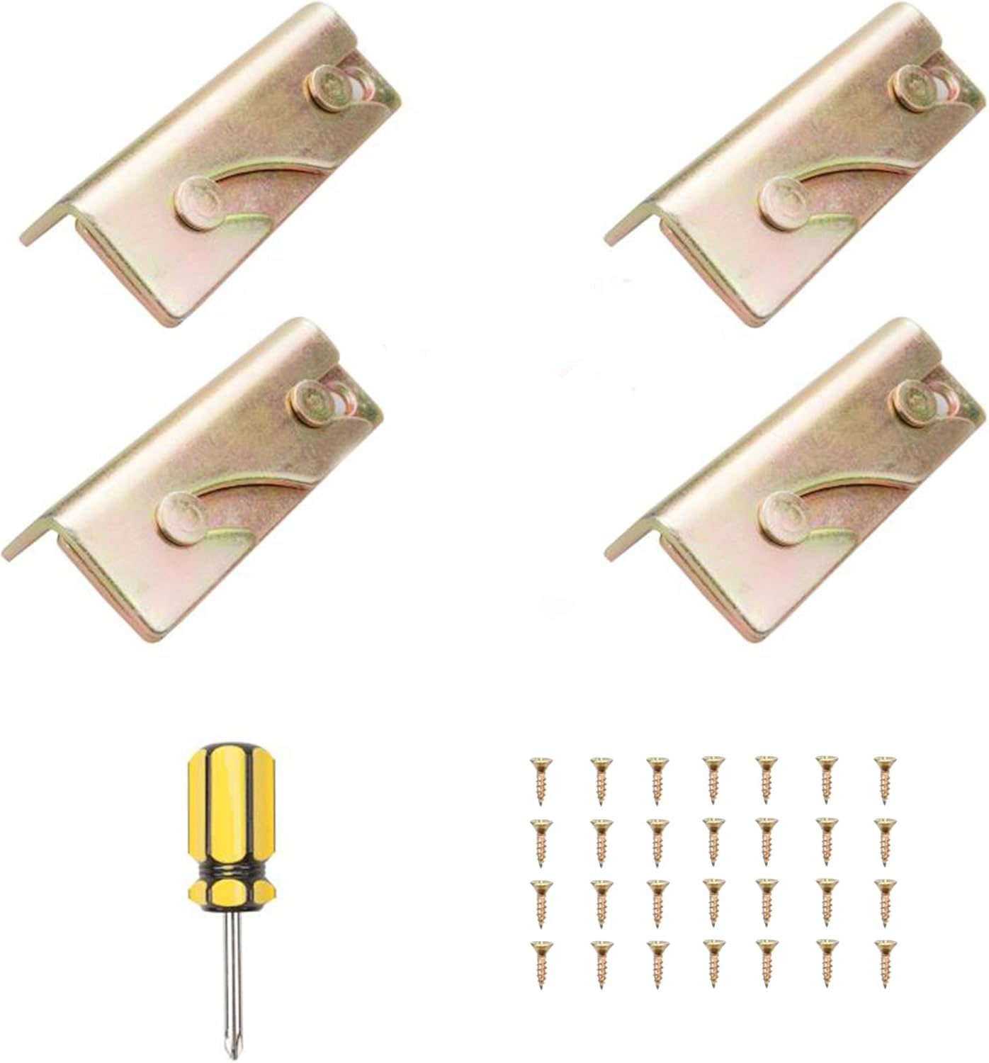 4 Sets Heavy Duty Bed Brackets Bed Rail Brackets Bed Hinges Bed Corner ...