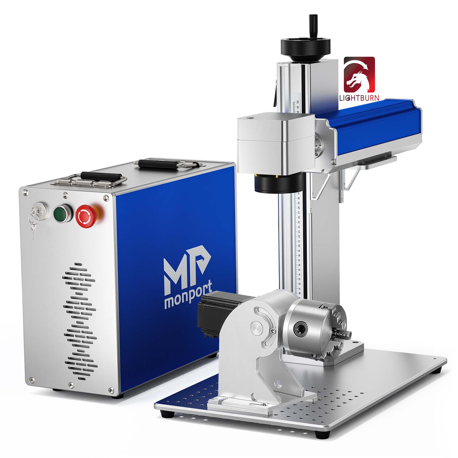 Monport 50W Fiber Laser Engraver With Rotary Axis,Compatible Lightburn ...