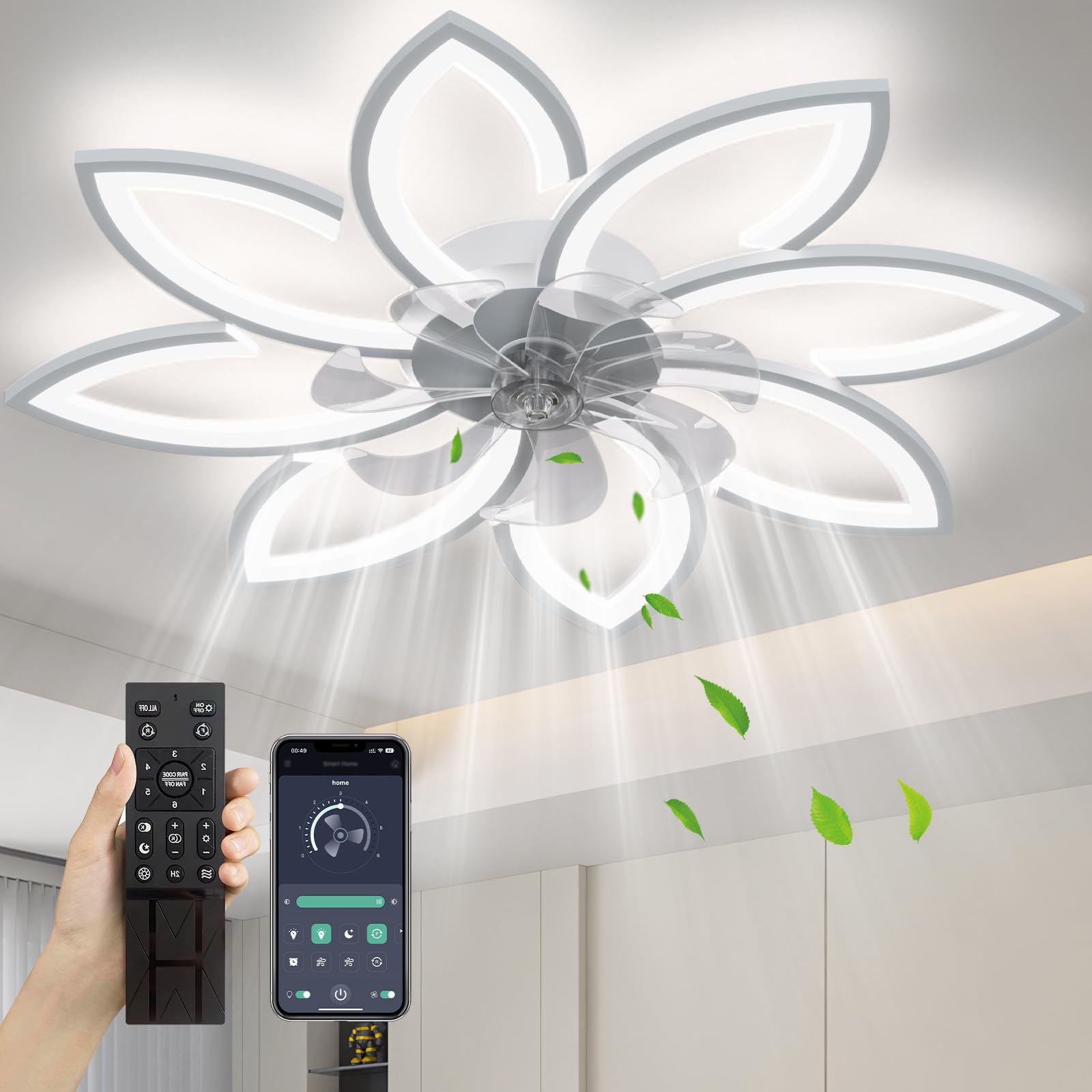 SPEVCH 35" Ceiling Fans with Lights Remote, Modern Ceiling Fans with ...