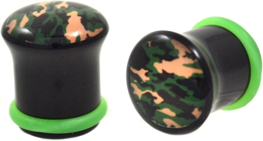 Amazon.com: Pair (2) Camouflage Camo Army Print Ear Plugs Single Flared ...