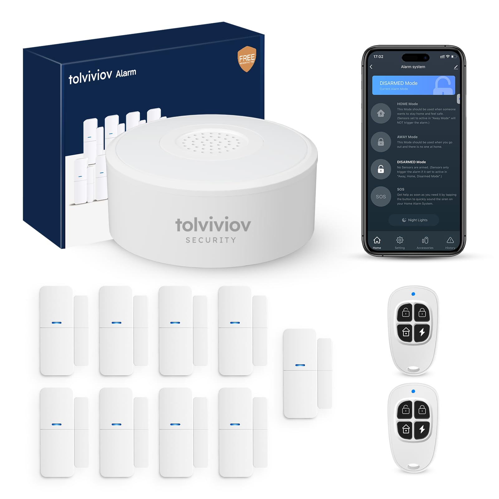 tolviviov Home Alarm System(2nd Gen), 12 Pieces Smart Home Alarm ...