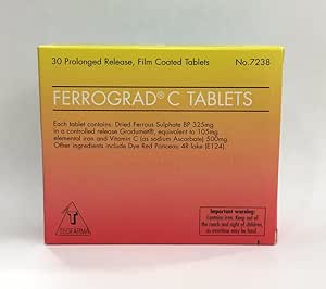 Ferrograd C Tablets - 30 Film coated tablets - PACK OF 2 : Amazon.com ...