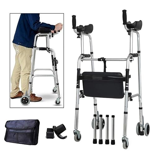 Stand Upright Walkers for Seniors with Seat, Elderly Rollator Walker ...