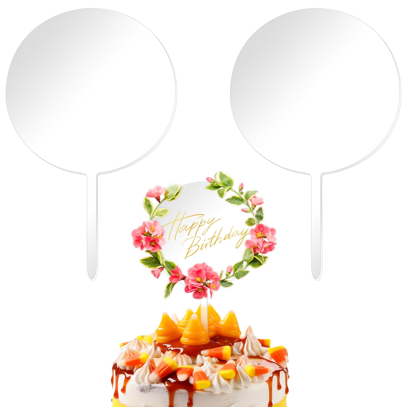 2PCS 4" Custom Cake Topper Blank Clear Acrylic Cakes Toppers, Round ...