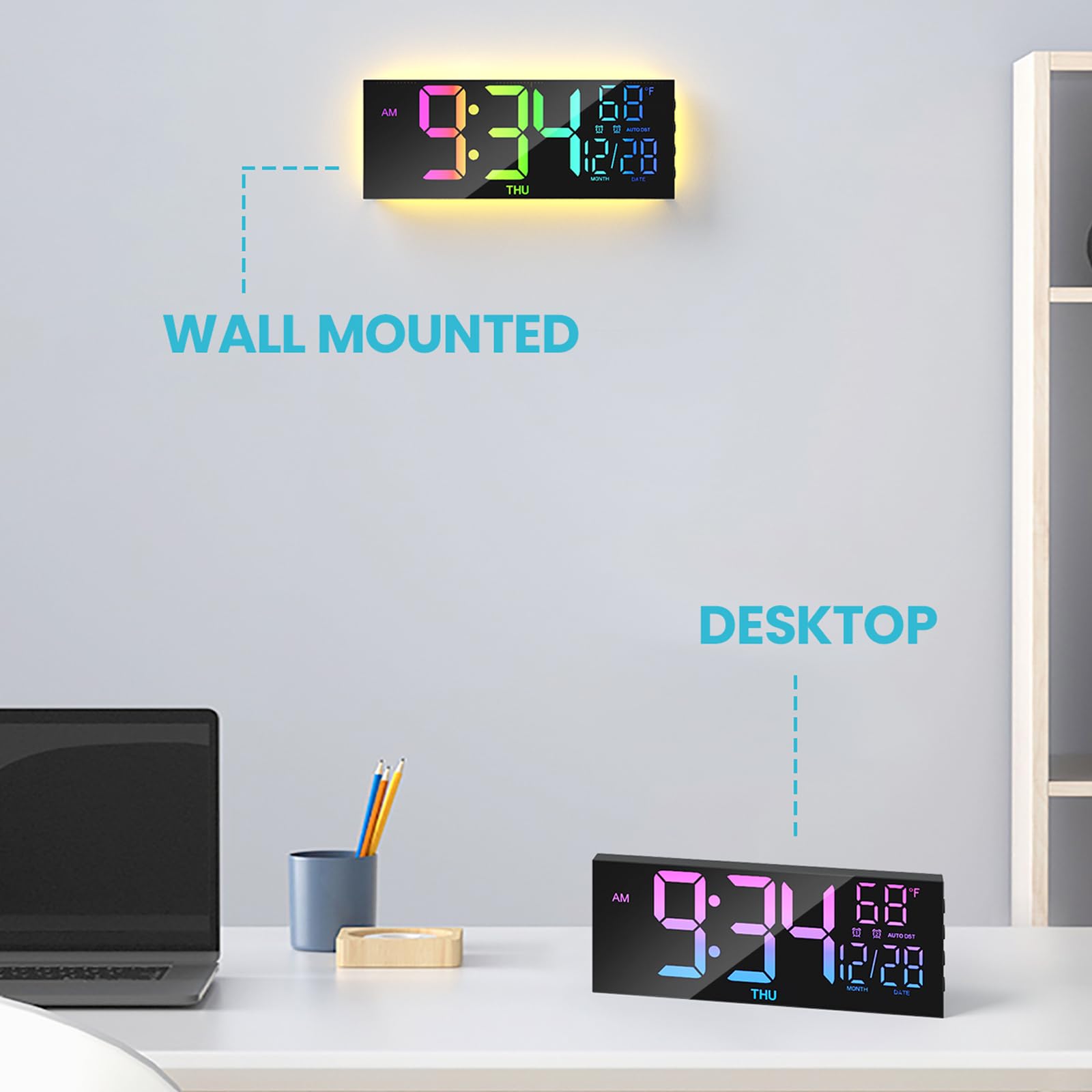 Mua Digital Wall Clock Large Display, 13" Large Digital Wall Clock with ...