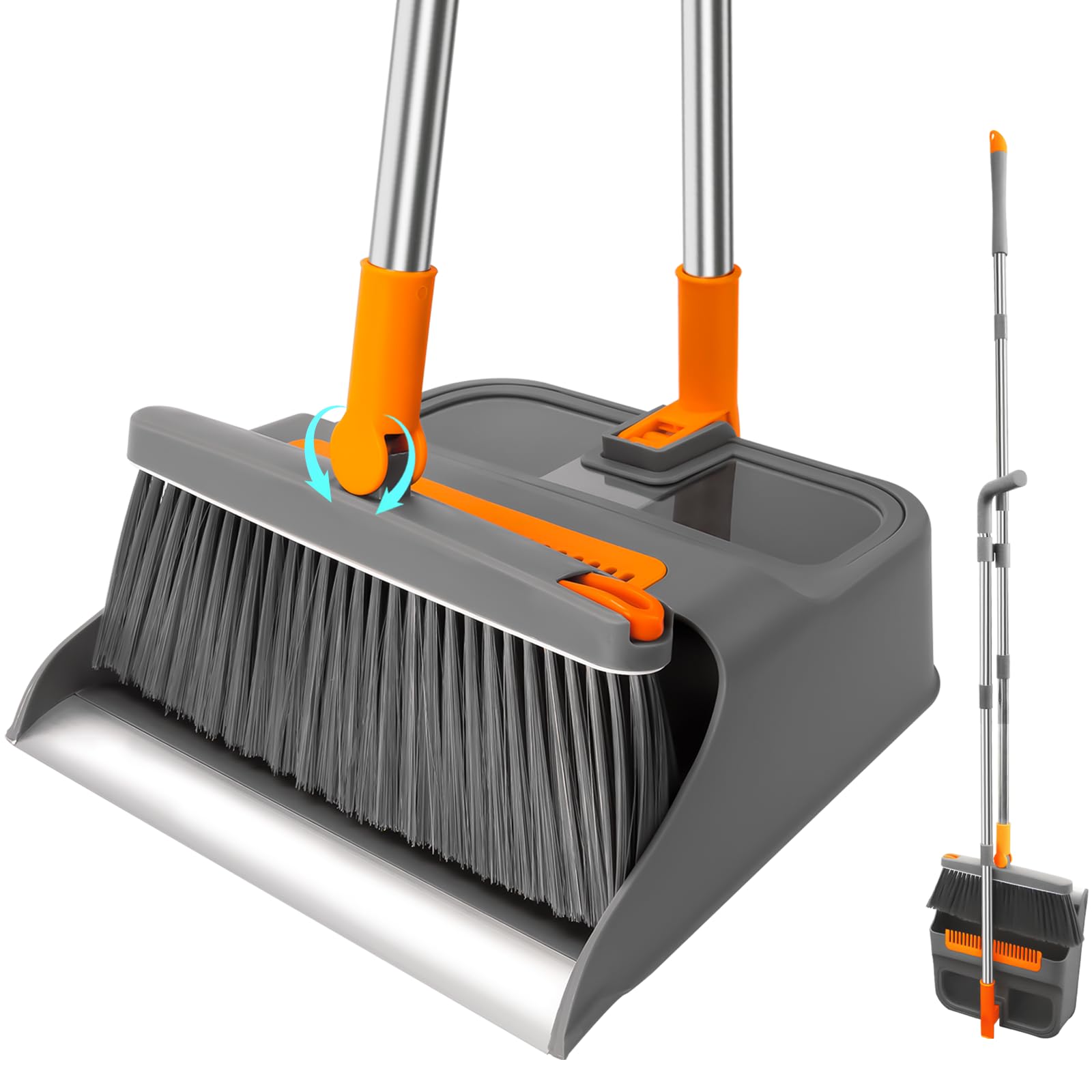 PROXO Broom with Dustpan Combo Set,51” Adjustable Long Handle,Upgraded ...
