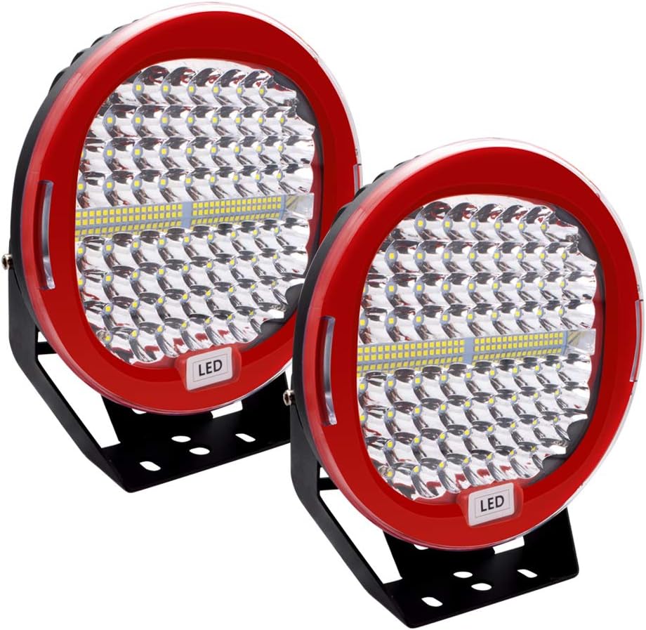LED Pods Light Bar Safego 9 inch Red Round 2Pcs 408W 40800Lm Waterproof ...