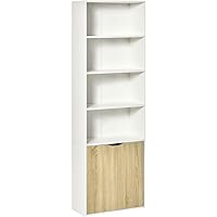 HOMCOM 4-Tier Open Bookshelf with Doors Modern Home Office Bookcase ...