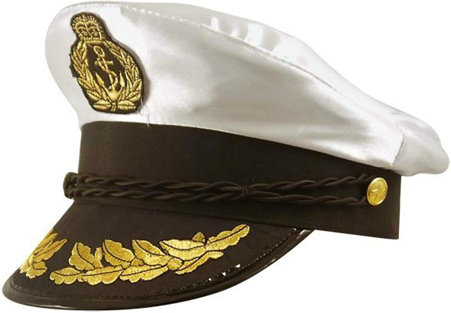 Hi Fashionz Adults Navy Captain Hat Satin Yacht Boat Sailor Sea Marine ...
