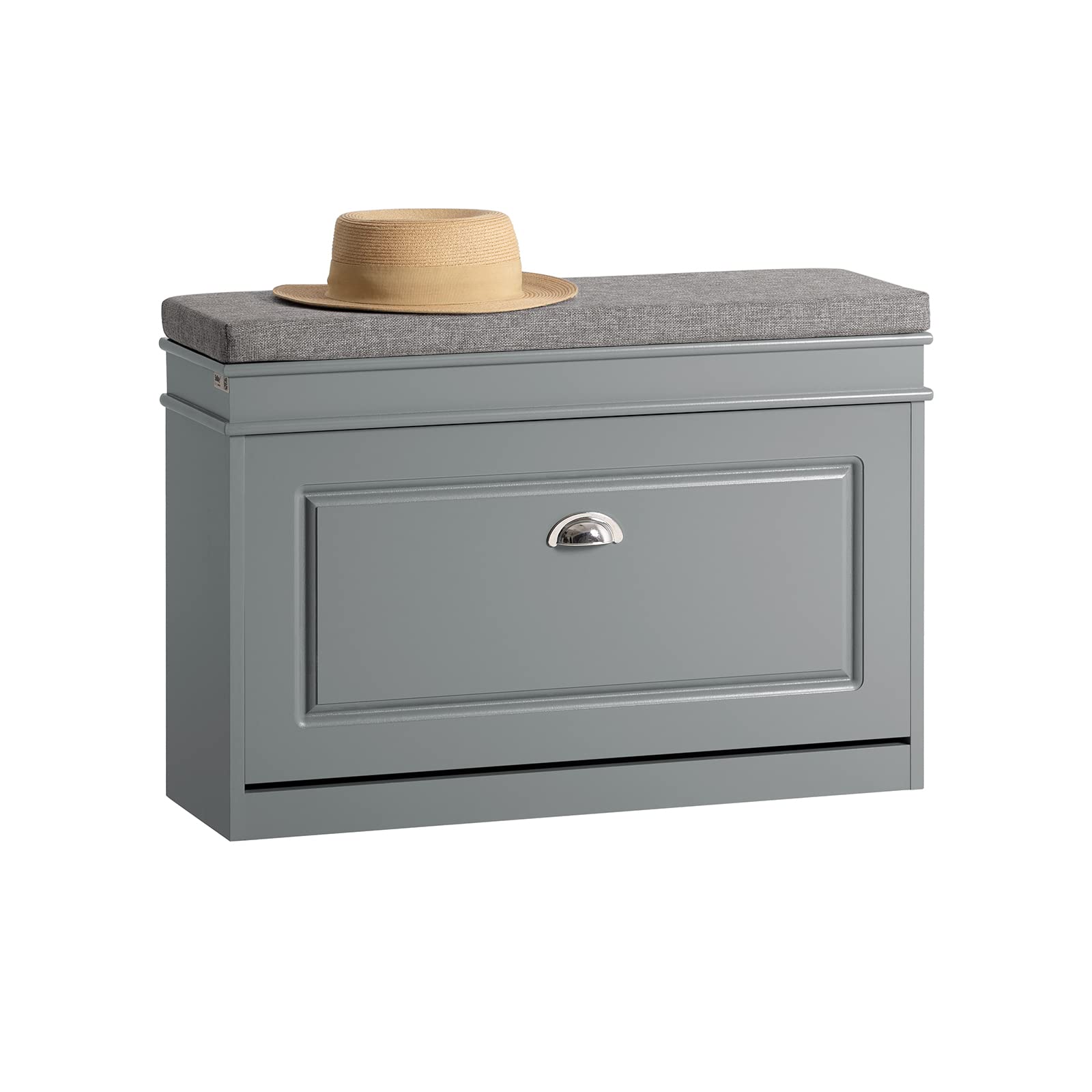 Haotian Shoe Storage Bench with Cushion, Grey Narrow Shoe Rack for ...