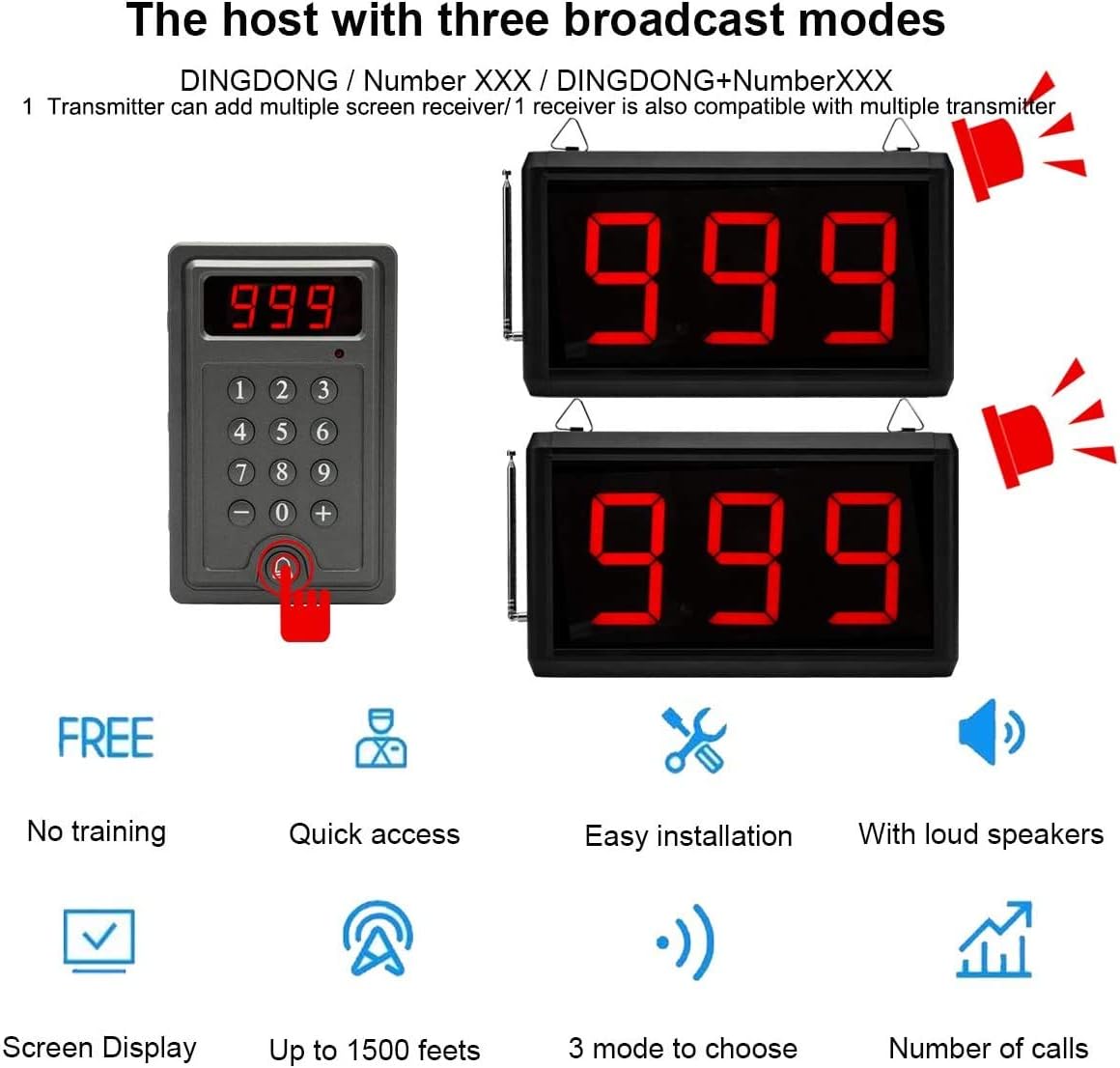 Wireless Calling System Take A Number Display System Restaurant Pager ...