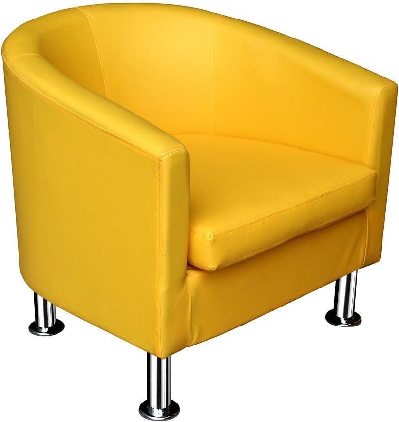 Faux Leather Tub Chair Modern Designer Armchair with Padded Seat for ...